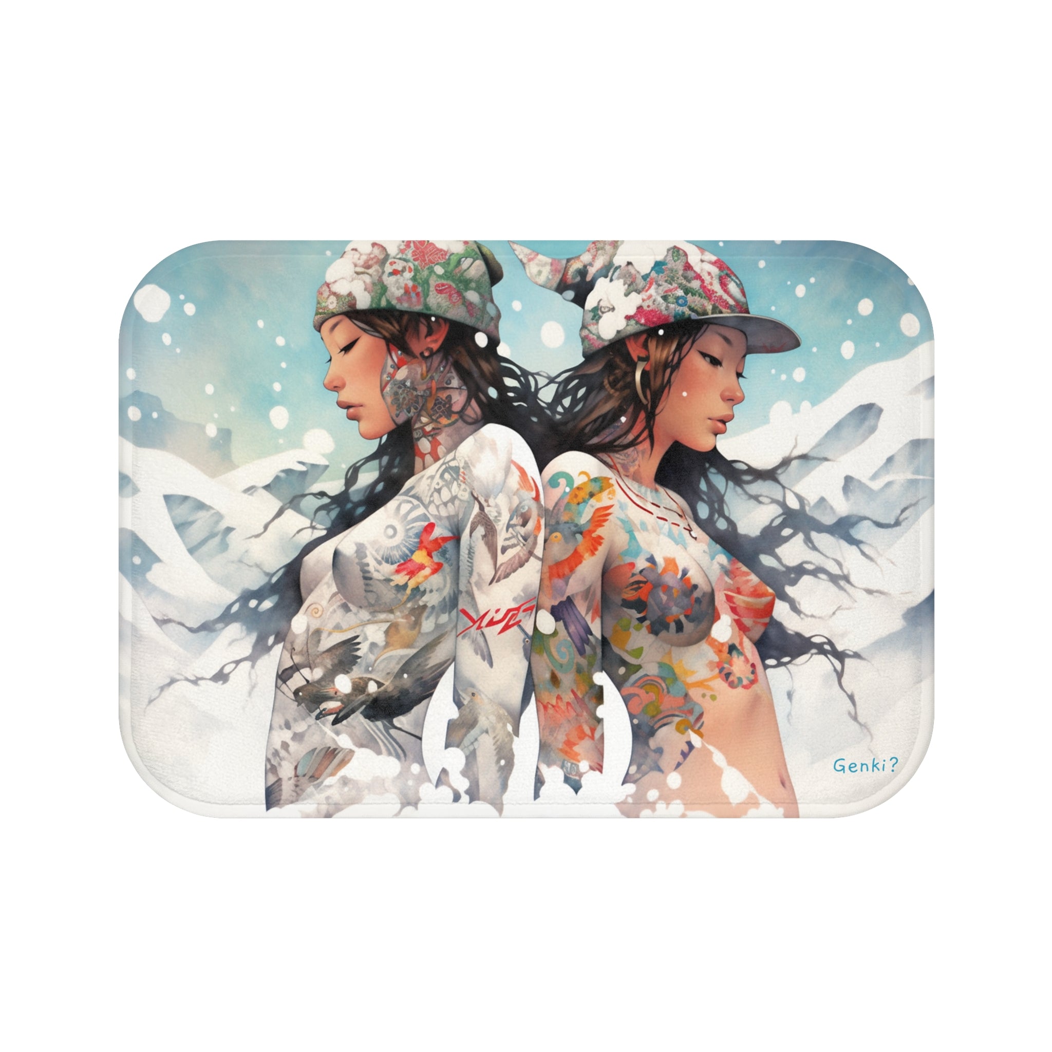 Genki Bath Mat - Cute Tattoos Twins Japanese Anime